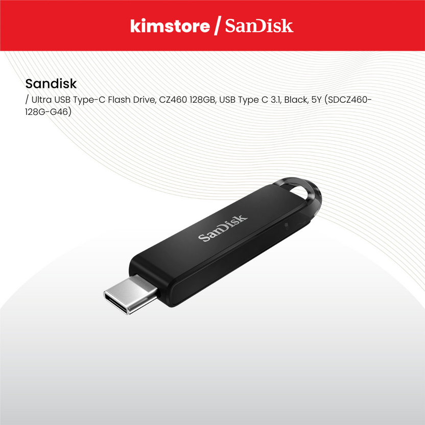 SanDisk Ultra USB Type-C Flash Drive, CZ460 128GB, USB Type C 3.1, Bla